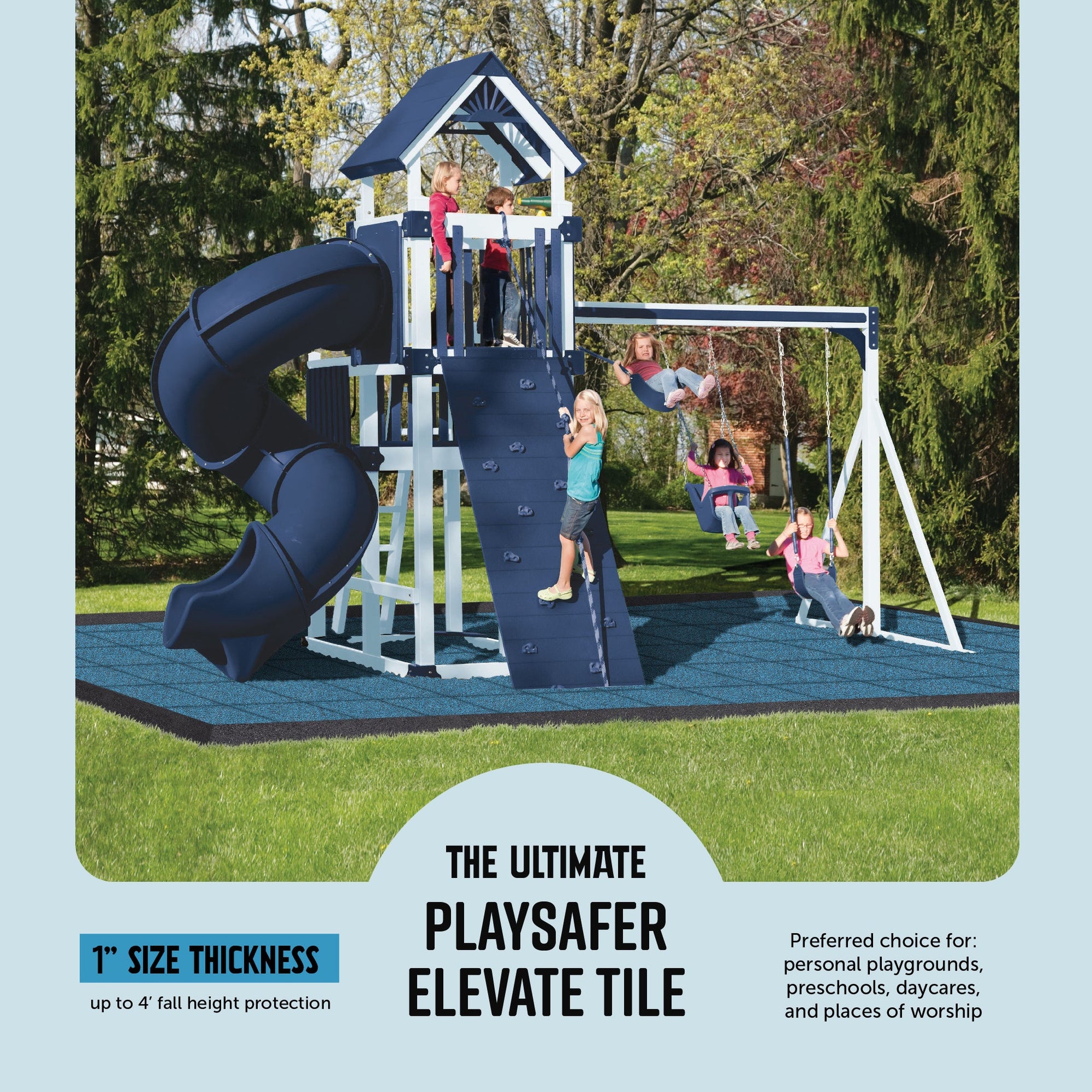 Rubber Mulch Playsafer Elevate Tile 1'' — Kingdom Playground
